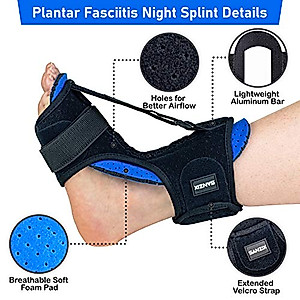 Sanzix Plantar Fasciitis Night Splint, Adjustable Plantar Fasciitis Ankle Brace, Orthotic Brace for Arch Foot Pain, Night Splints for Plantar Fasciitis Relief, Foot Drop, Achilles Tendonitis Support