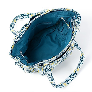 Magou Quilted Tote Bag for Women Signature Cotton Shoulder Bag Lightweight Handbag for Shopping Workout