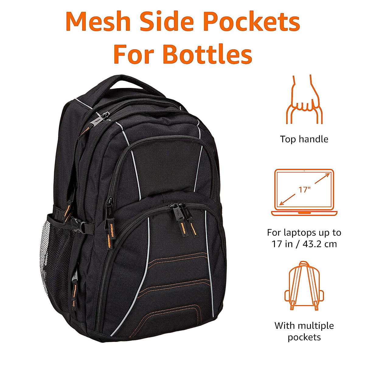 Amazon Basics Laptop Backpack - Fits Up to 17-Inch Laptops