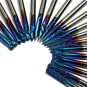 Genmitsu 20pcs Carbide Burrs Set Nano Blue Coating Rotary Files 0.118”(3mm) Shank Fits Most Rotary Drill Die Grinder for Woodworking, Engraving, Drilling, Carving, RR20A