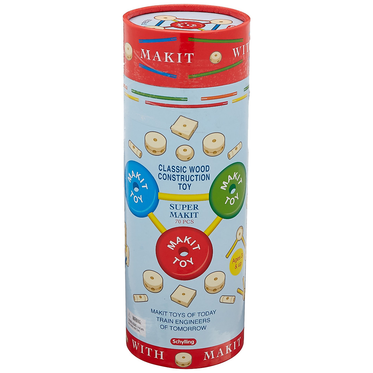 Schylling MKT Super Makit Classic Wood Construction Toy, 3+ years, 70-Pieces (1 EA)