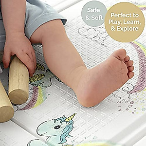 JumpOff Jo - Large Waterproof Foam Padded Play Mat for Infants, Babies, Toddlers, Play Pens & Tummy Time, Foldable Activity Mat, 70 in. x 59 in. - Fairy Blossom