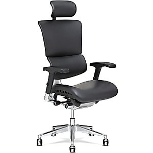 X-Chair X4 High End Executive Chair, Black Leather with Wide Seat & Headrest - Ergonomic Office Seat/Dynamic Variable Lumbar Support/Floating Recline/Stunning Aesthetic/Perfect for Office or Boardroom