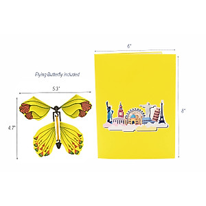 Airplane Pop Up Card come with Flying Butterfly,Ideal 3D Greeting Card for All Occasions,Happy Birthday, Graduation, Congratulations, Retirement,Pilots, Plane Travelers. 6"x8" when colsed. (Airbus)