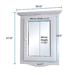 Renovators Supply Manufacturing White Corner Wall Mount Medicine Cabinet with Mirror Wooden Bathroom Storage 27 x 20 Inches Double Shelf Storage Cabinet Pre-Assembled Recessed Door with Hardware