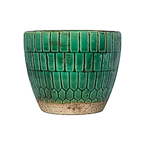 Creative Co-Op Distressed Small Tile Terracotta Planter, Green