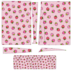 AoHanan Cute Strawberry 5 Skin Controller Accessories Cover Skins Anime Vinyl Cover Sticker Full Set for 5 Disc Edition