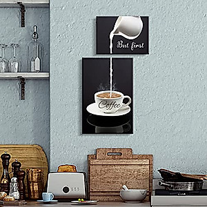 Coffee Bar Wall Decor for Kitchen - But First Coffee Sign - Kitchen Canvas Wall Art for Modern Home Dining Room Decorative (but first coffee)
