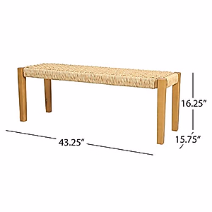 Christopher Knight Home Isaac Outdoor Modern Industrial Acacia Wood Bench, Brown and Teak