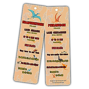 Dinosaur Fun Facts Bookmark Cards for Kids (12-Pack) - Jurassic World Bookmarker - Excellent Party Favors Teacher Classroom Reading Rewards and Incentive Gifts for Young Readers Kids Boys and Girls