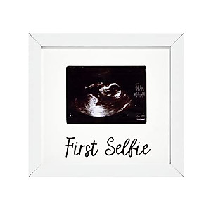 Juvale Baby Sonogram Picture Frame for 4 x 3 Ultrasound Photo, First Selfie (7 x 6.5 In, White)