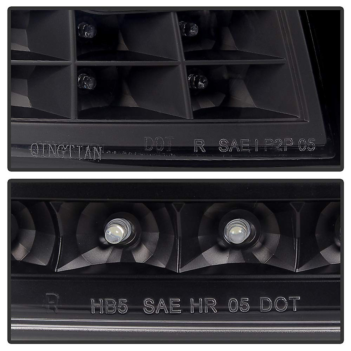 ACANII - For 1997-2003 Ford F150 Expedition Black Housing LED Strip & Corner Signal Headlights Headlamps Pair Left+Right