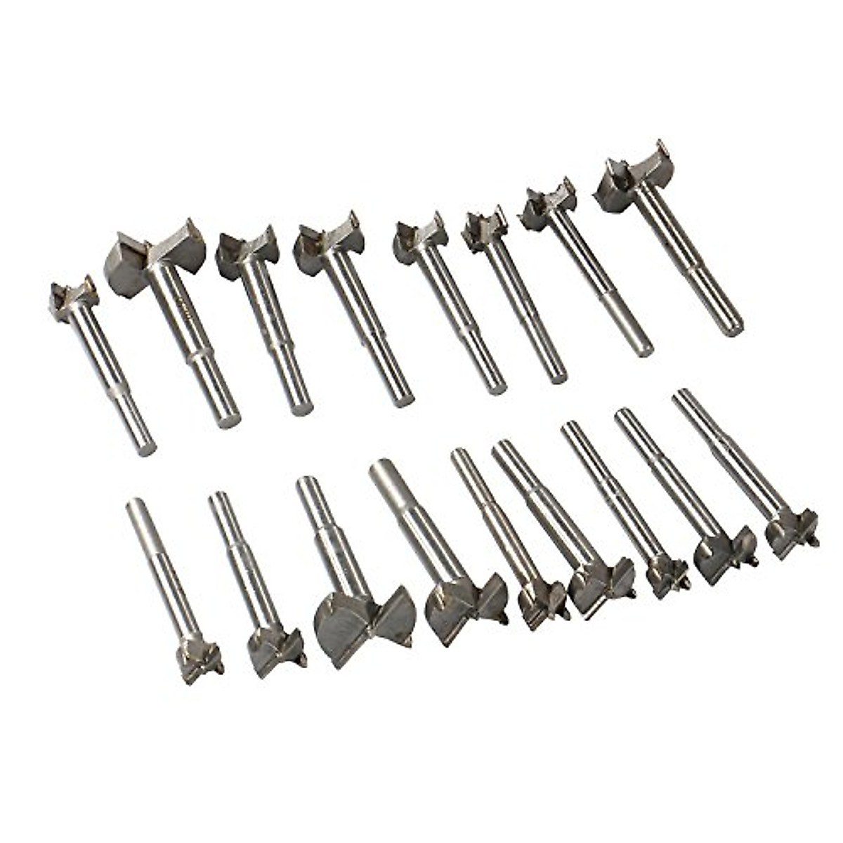 Woodworking Forstner Drill Bits Sets, HEHEINC 17 PCS Carbon High Speed Steel Wood Working Hole Cutter Titanium Coated Wood Boring Hole Drilling Sets with Round Shank 15mm-38mm