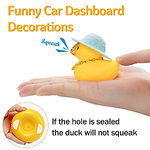 wonuu Car Duck Ornament Dashboard Decorations Rubber Duck Car for Car Dashboard Accessories with Swim Ring Sunglasses Hat and Necklace, A_Black Duck