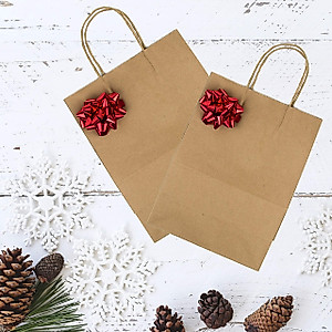 QUIDDITY WARE Paper Bags with Handles 100pcs-[8x4.5x10.5] Bulk. For Gift Bags, Wedding Bags, Party Bags, Shopping Bags, Kraft Bags, Retail Bags