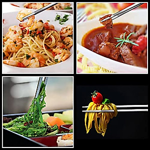 5 Pairs Stainless Steel Chopsticks JOMUCO Reusable Metal Chopsticks Dishwasher Safe Laser Engraved Pattern Chinese Korean Japanese Chopsticks Gift Set Easy to Use and Clean (Silver)