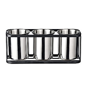 IMEEA Silverware Caddy for Countertop Kitchen Utensil Holder Stainless Steel Utensil Caddy Cutlery Holder with Black Metal Rack