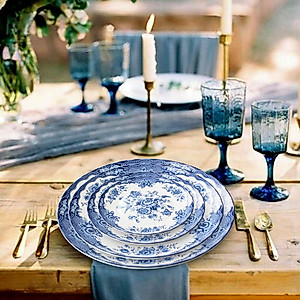 GagalU Porcelain Plate and Bowl Set,Blue and White Porcelain Wedding Dishes Ceramic Gold Plates Bone China Dinnerware Set Christmas Serving Dishes Set Dessert Ceramic Plate Dinner Diashes