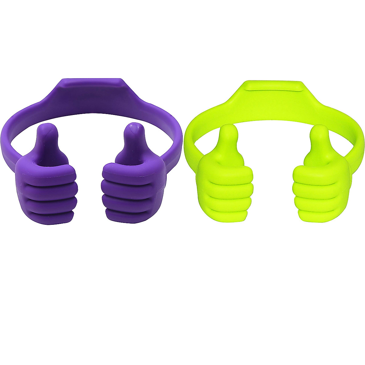 HONSKY Thumbs-Up Phone Stand for Tablets, E-Readers and Smart Phones – Green/Purple – 2 Count