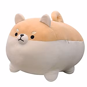 EHOTONG Shiba Inu Dog Plush Pillow, Corgi Stuffed Animal Plush Toy Hug Pillow Gifts for Girl Boy (Brown, 15.7in)