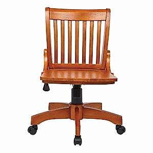 BOWERY HILL Traditional Solid Wood Armless Office Chair in Medium Brown