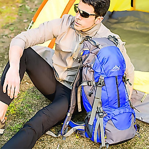 Taeku Hiking Backpack, 50L Waterproof Breathable Outdoor Daypack with Rain Cover for Climbing Camping Touring Trekking (Black)