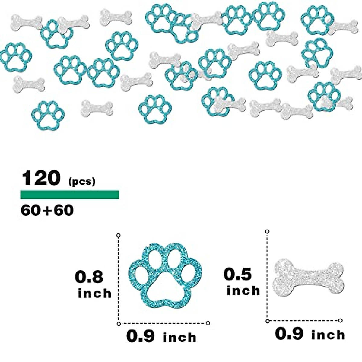 Ambishi 120pcs Paw Print & Bone Shape Confetti, Doggy Birthday Party Table Scatter Decorations, Pet Dog Birthday Party Supplies, Theme Kids Birthday/Baby Shower/Wedding Party Confetti Photo Booth Props