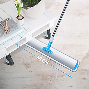Masthome 24" Professional Flat Mop with 5 Reusable Mop Pads, Spin Mop and Bucket Set with 5 Mop Refills, Easywring Mop Bucket System for Floor Cleaning