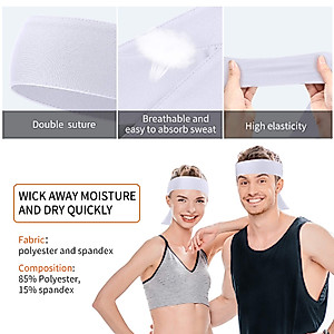 12 Pieces Unisex Dry Head Band for Sports - Basketball, Running, Tennis, Karate, Athletics (White)