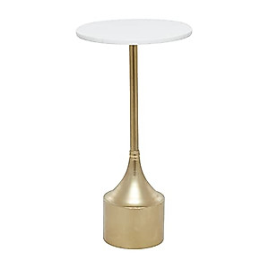 Deco 79 Metal Accent Table with Marble Top, 13" x 13" x 25", Gold
