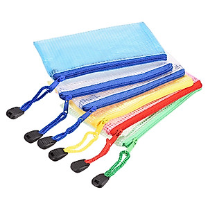 YOKIVE 6 Pack Mesh Zipper Bags, A6 Mesh File Pockets Plastic Document Pouch, Great for Office Appliances Travel Storage(Multicolor)