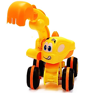 Toys for a 2 Year Old Boy - 3 Friction Powered Trucks for 2+ Year Old Boys, Push & Go Cars Cartoon Construction Vehicle Set - Toddler Boys Toys & Toy Trucks, Play Pull Back Car