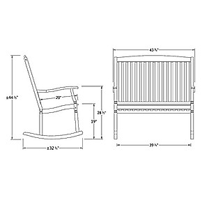 Cambridge Casual Bench Loveseat Rocking Chair, Teak