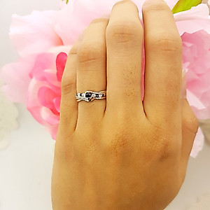 Dazzlingrock Collection 10k Blue Sapphire And White Diamond Women Bridal Engagement Wedding Ring Band Set, White Gold, Size 6.5