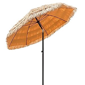 Funsite 6ft Tiki Umbrellas for Outside, UV Protect Thatch Umbrella with Tilt Design, Thatch Patio Umbrella for Outdoor Tiki Bar, Tropical Palapa Tiki Hut Hawaiian Hula Beach Umbrella
