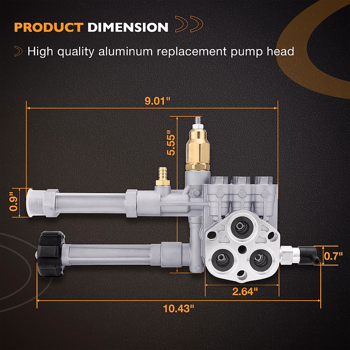 HQPASFY AR42940 Pressure Washer Pump Head Aluminum Compatible with SRMW RMW Series Pumps 2.2G24 2G20 2G24 2.2G26