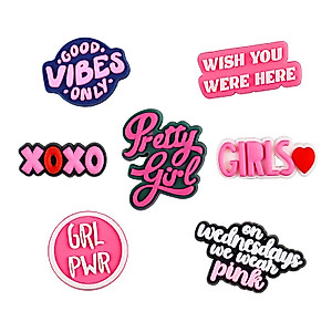 35Pcs Pink Shoe Charms for Women Girls, Cute Shoe Decoration Charms for Teens Kids Adults, Shoe Accessories Party Favors Birthday Christmas Gifts