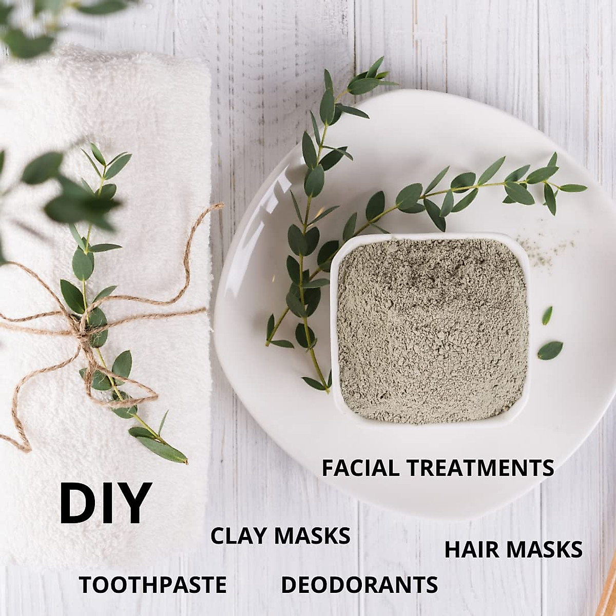 SMART SOLUTIONS Calcium Bentonite Clay Food Grade, 2 lb Pure Indian Healing Clay - All Natural for Internal and External Use | DIY Facial Treatments, Deodorants, Hair Masks