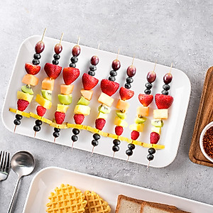 DELLING Large Serving Platter Set 12in White Rectangular Serving Plates/Salad Dish - Big Serving Trays for Parties Meat, Sushi, Dinner Plate Oven Safe Dinnerware Set of 3