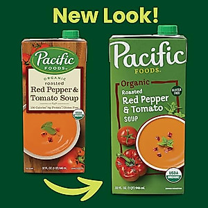 Pacific Foods Organic Creamy Roasted Red Pepper & Tomato Soup, 32 Ounce Resealable Carton