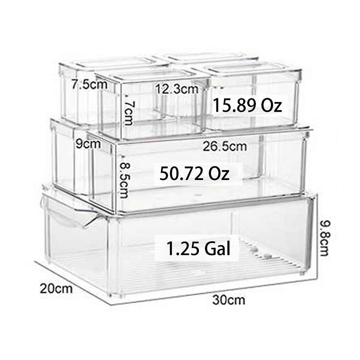 AionneWie 7-Piece Stackable Fridge Organizer Set - Clear Containers with Lids, Perfect for Organizing Vegetables, Fruits, Food, and Drinks