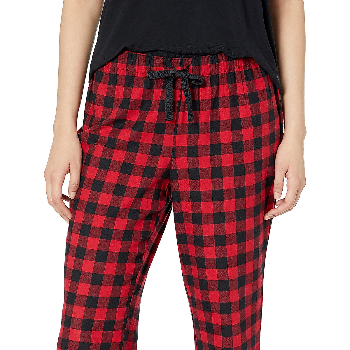 Amazon Essentials Women's Flannel Pajama Sleep Pant, Red Buffalo Check, Small