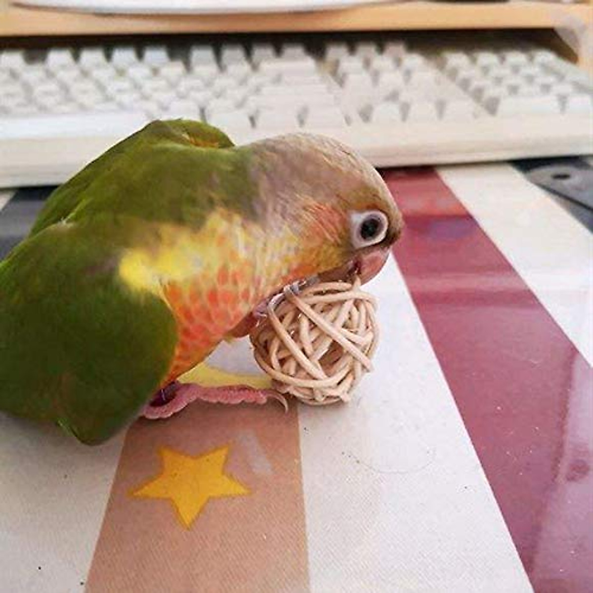 50 Pack Birds Toy Rattan Balls Parrot Parakeet Chewing Toys Pet Bird Chew Toy Parakeet Budgie Cage Accessories Wedding Party Decorative Crafts Hanging DIY Accessories