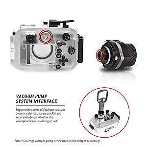 Seafrog WPC-TG6 Waterproof housing case Underwater Diving 195FT/60M Works for Olympus TG-6 Cameras White(Housing + Red Filter)