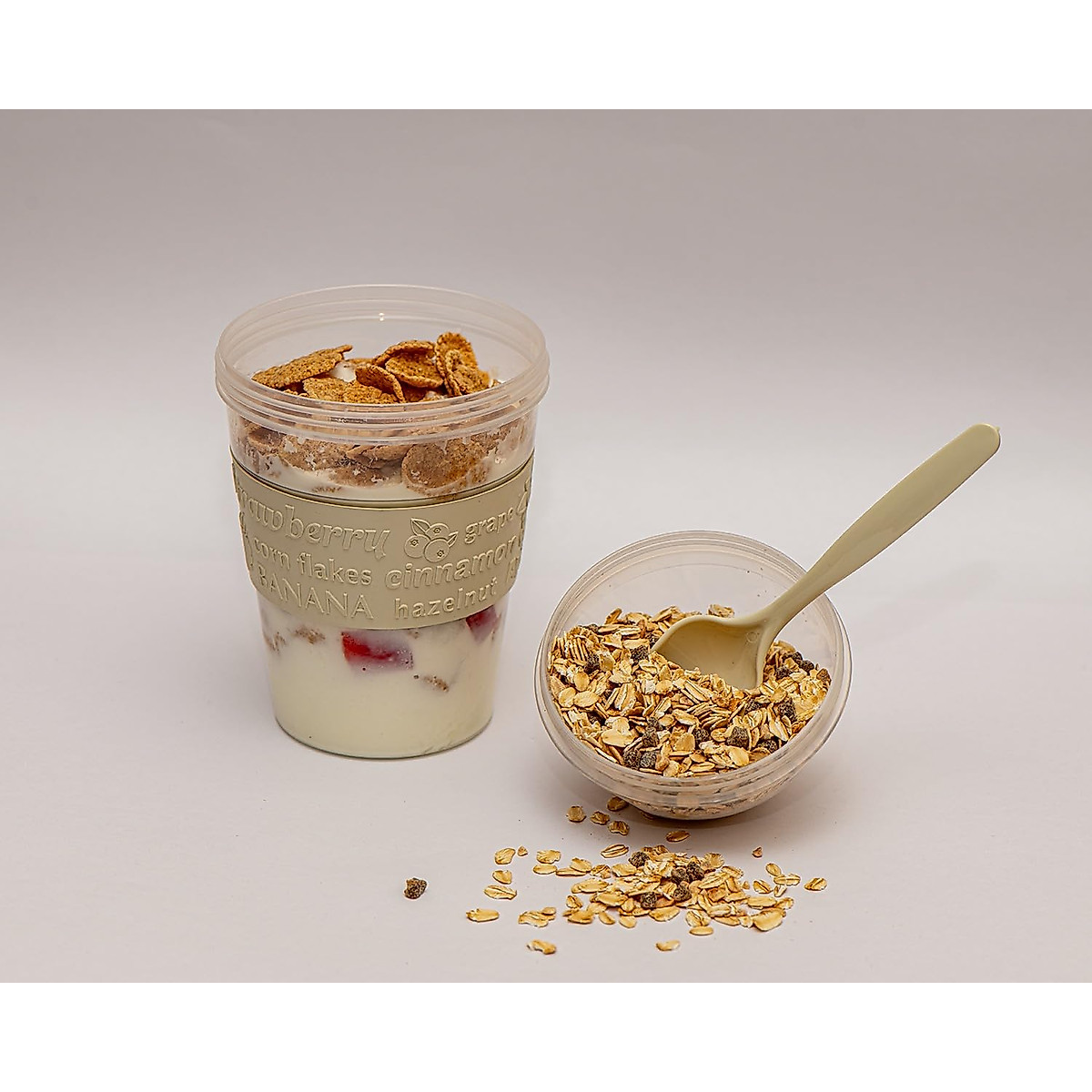 20 OZ Overnight Oats Container With Lid and Fruit Peeler, Meal Prep, Parfait Cups, Plastic Storage With Lids, Salad for Lunch, Yogurt,Crunch Cup,Colorful Set of 2 & Blue Fruit Peeler