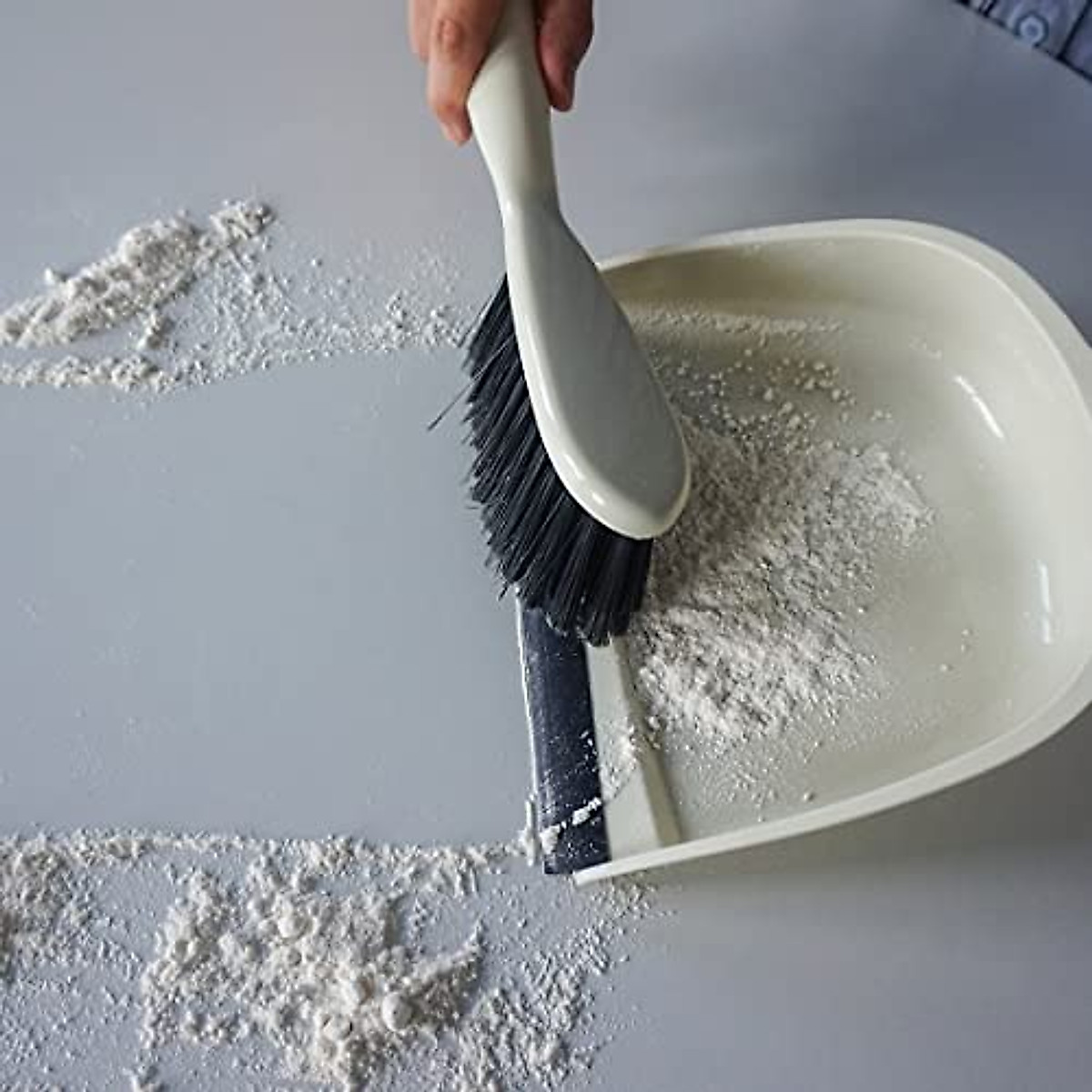 CQT Mini Dustpan and Brush Set Clean Tool for Pet Hair with Handles Cleaning Tool Kit for Home Shelf Kitchen Office Desk Tabletop Floor and Sofa,White (S001 White)