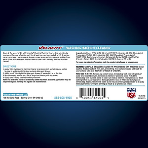 Velocity Washing Machine Cleaner – 4 Uses Per Bottle. Removes Hardwater Stains & Odor-Causing Buildup Inside Drum, Washer Cleaner for All Front & Top Load Washers & High Efficiency Machines