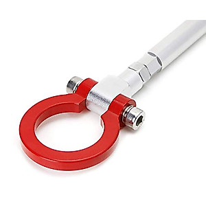 iJDMTOY Red Track Racing Style Tow Hook Ring Compatible with 2020-up Toyota Supra GR, Made of Lightweight Aluminum