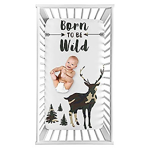 Sweet Jojo Designs Woodland Camo Deer Boy Fitted Crib Sheet Baby or Toddler Bed Nursery Photo Op - Beige, Green and Black Rustic Forest Animal Camouflage