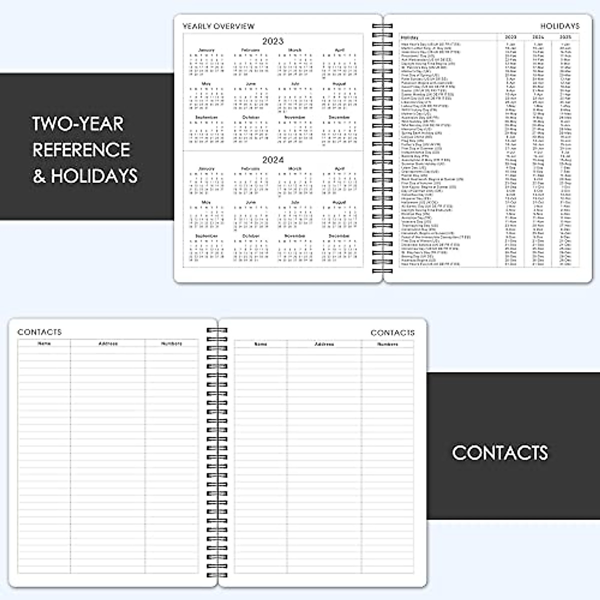Planner 2023-2024 - Jul.2023 - Jun.2024, 8" × 10", Academic Planner 2023-2024, Weekly & Monthly Planner 2023-2024, Classic Black, Twin-Wire Binding, Perfect Life Assistant